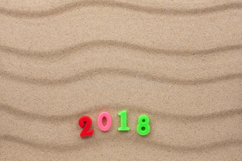 New Year 2018 Written in the Sand Stock Image - Image of figure, empty ...