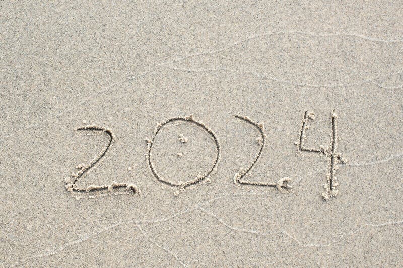 New Year 2024 in Beach Sand Stock Photo - Image of year, tropical ...