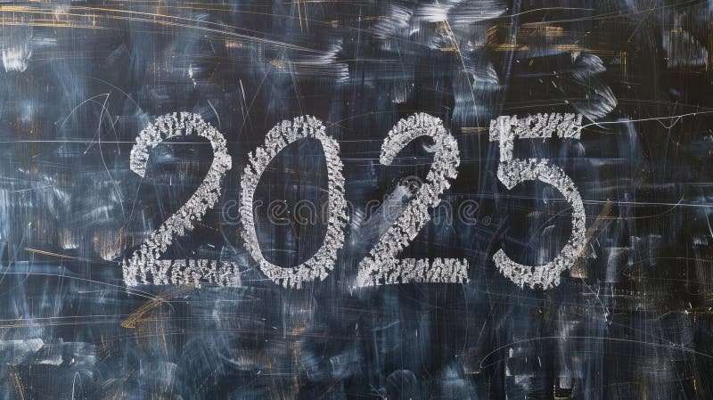 New Year 2025 is Written with White Chalk on a Blackboard Stock Photo ...