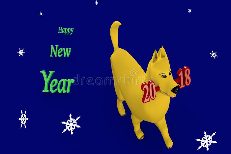 New Year 2018-the Year of Yellow Earth Dog. Stock Vector - Illustration ...