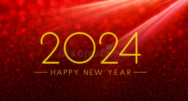 New Year 2024 Yellow Numbers on Bright Red Textured Background with ...