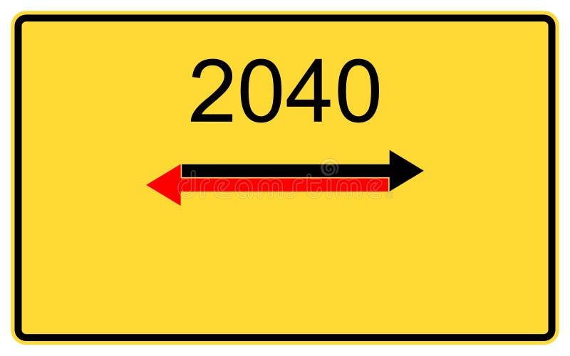 2040 New Year. 2040 New Year on a Yellow Road Billboard Stock ...
