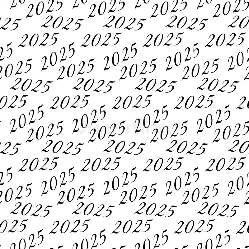 2025 New Years Date Seamless Pattern. Minimalistic Greeting Wallpaper ...
