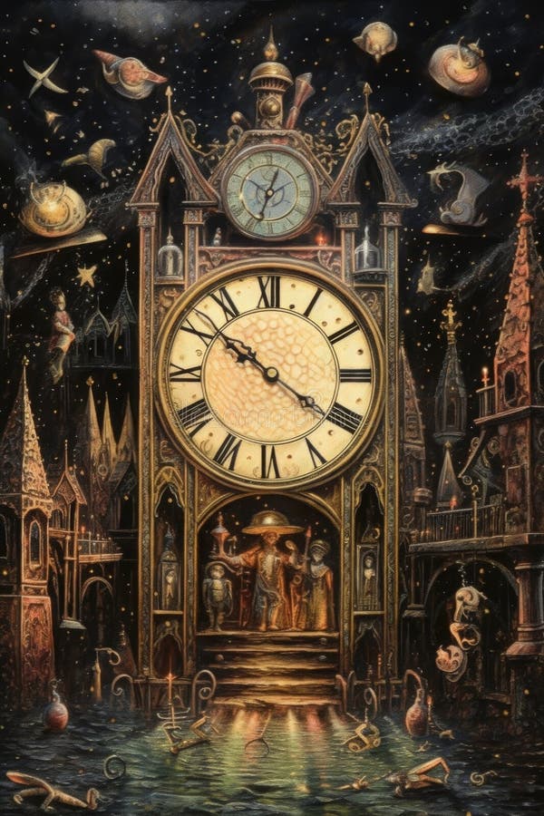 New Years Eve Countdown Clock at Midnight Stock Illustration ...