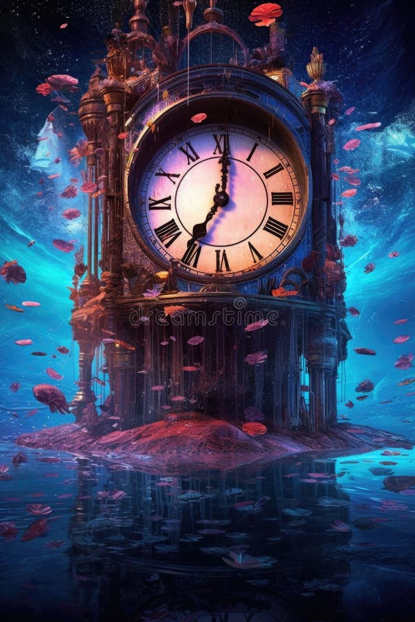 New Years Eve Countdown Clock at Midnight Stock Illustration ...