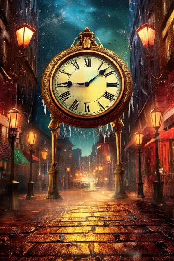 New Years Eve Countdown Clock Showing Midnight Hour Approaching Stock ...