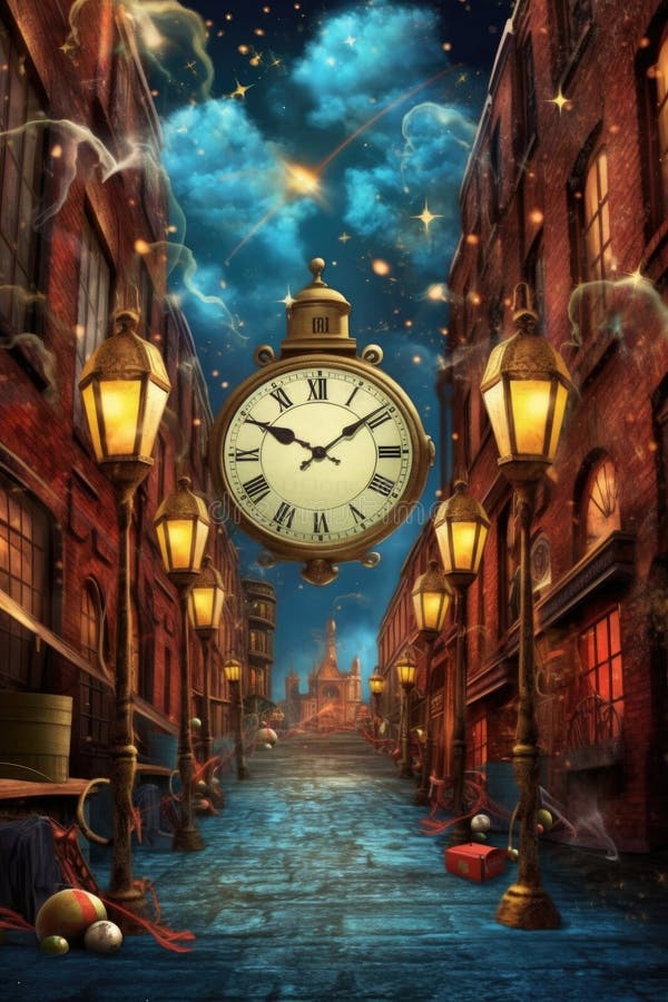 New Years Eve Countdown Clock Showing Midnight Hour Approaching Stock ...