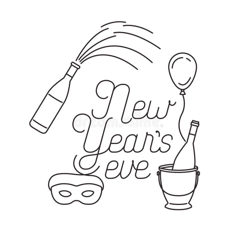 New Years Eve with Elements Decorative Stock Vector - Illustration of ...