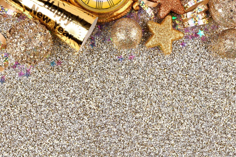 New Years Eve Top Border Over a Glittery Background Stock Image - Image ...