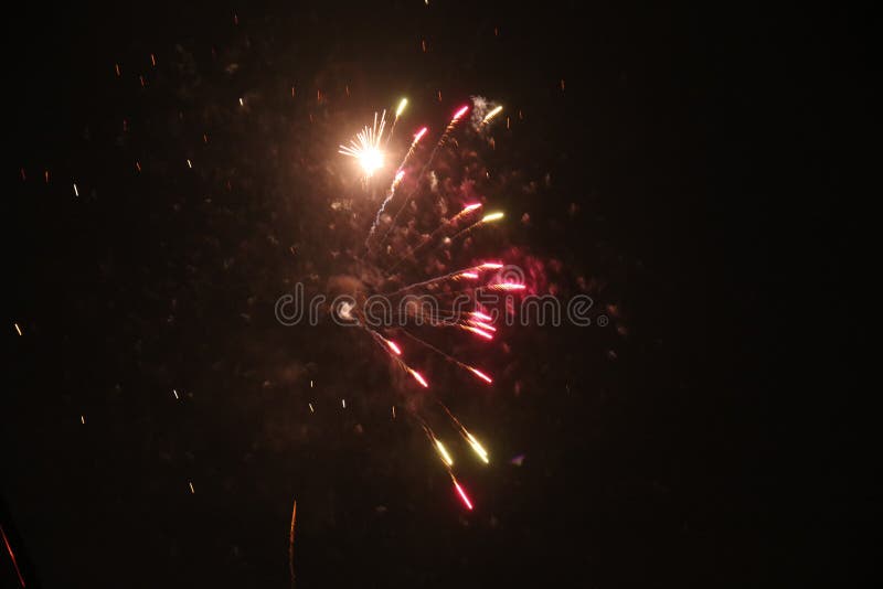 New Years Eve Fireworks, Several Rockets Exploding Colourfullyin the ...