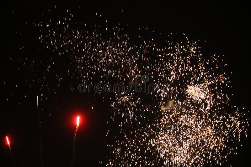Two Fireworks Rockets Ascend into the Sky Stock Image - Image of ascend ...