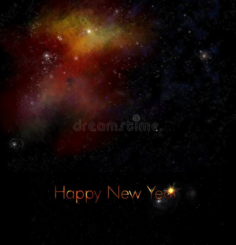 New Years Greeting with Space & Galaxy Background Stock Image - Image ...