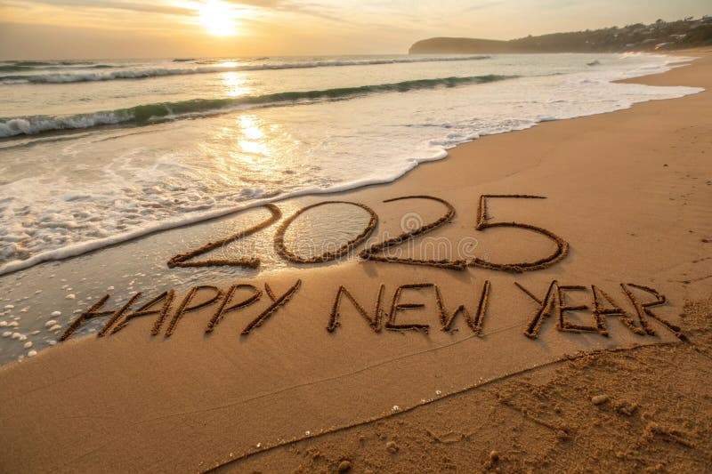 New Years Message 2025 with Sand Writing for a Creative and Artistic ...