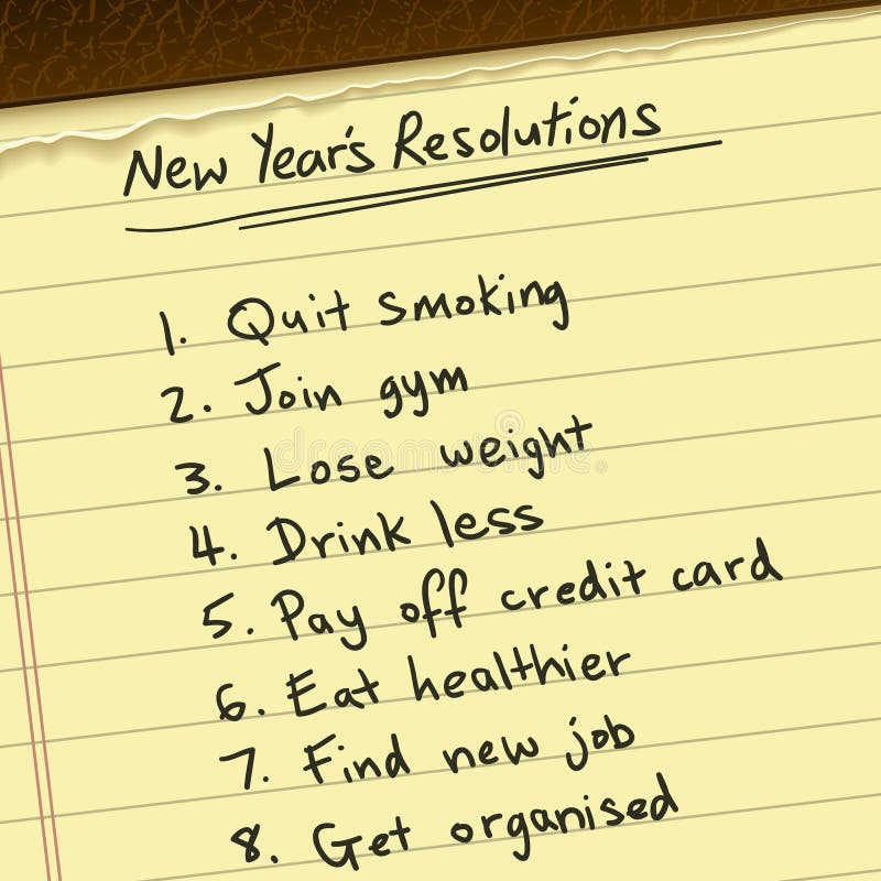 New Years resolutions list stock illustration. Illustration of ...