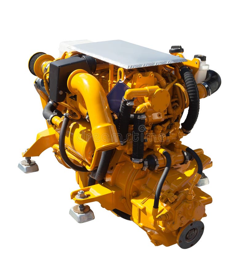 Yellow Engine of Motor Boat Stock Image - Image of nautical, mechanism ...