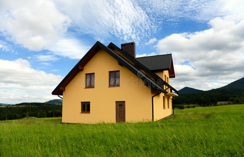 New Yellow House stock photo. Image of exterior, happy - 18820908
