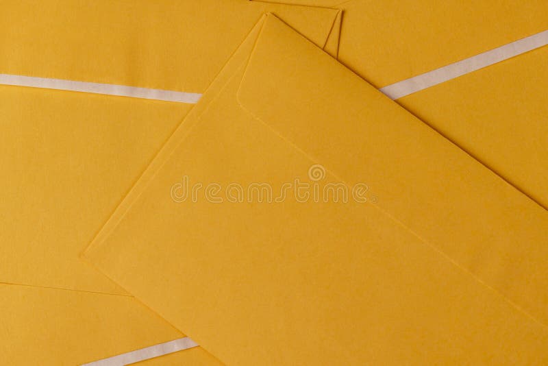 New Yellow Paper Envelopes with an Adhesive Line Stock Photo - Image of ...