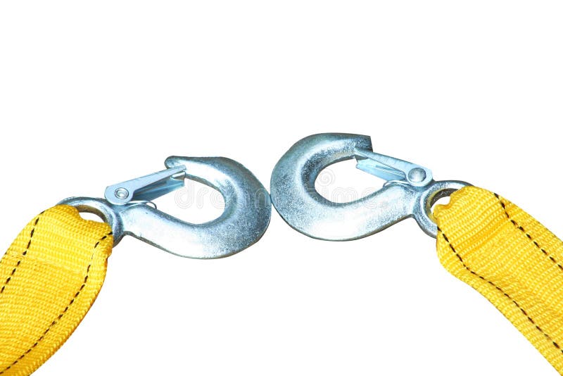 New Yellow Rope with Hook for Drag Car Isolated on White Background ...