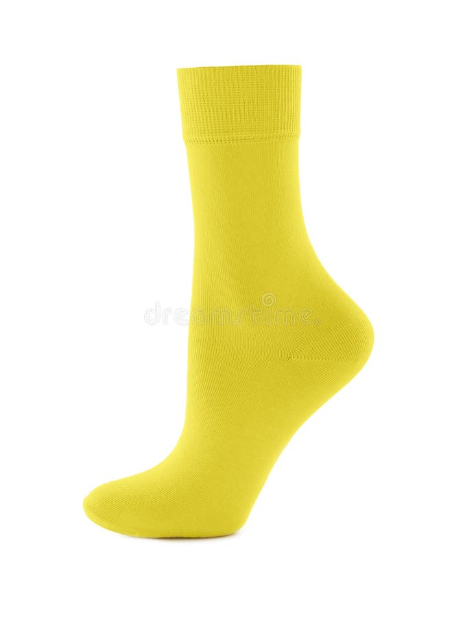 New Yellow Sock Isolated on White. Footwear Accessory Stock Image ...