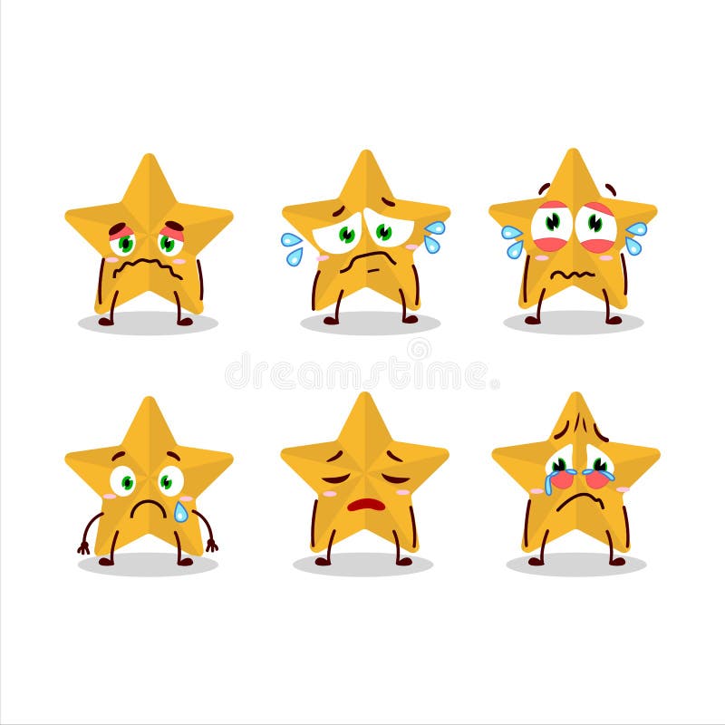 New Yellow Stars Cartoon Character with Sad Expression Stock Vector ...