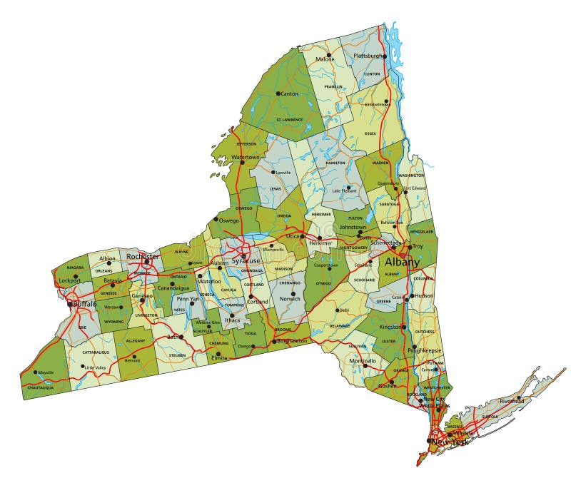 Detailed Editable Political Map with Separated Layers. New York Stock ...