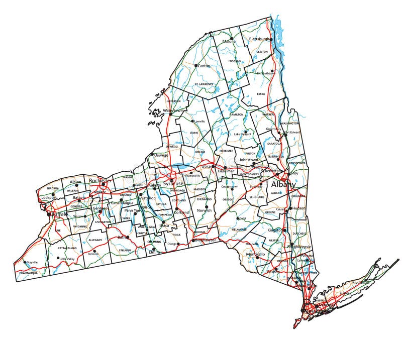 New York State Road Map Stock Illustrations – 338 New York State Road ...