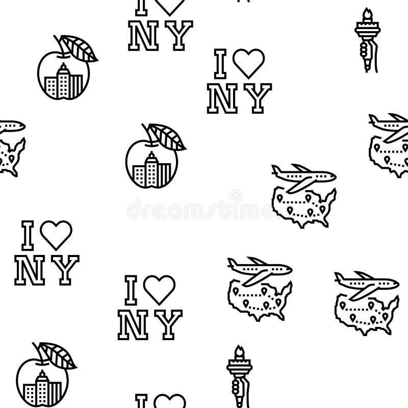 New York American City Landmarks Vector Seamless Pattern Stock Vector ...