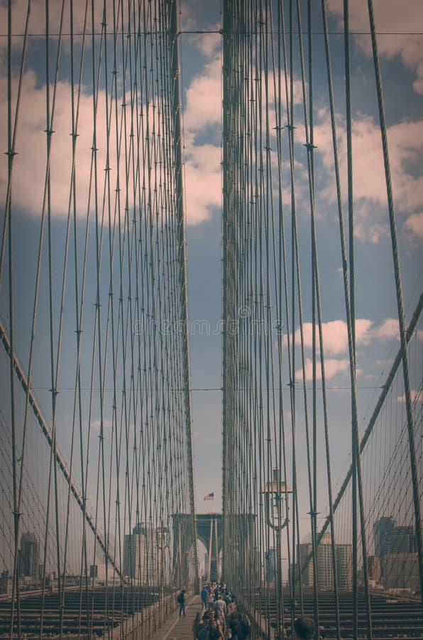 New York, Brooklyn Bridge,vintage Style Editorial Photography - Image ...