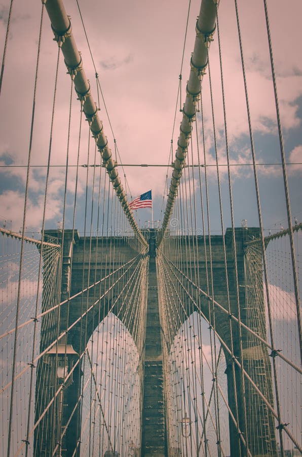New York, Brooklyn Bridge,vintage Style Stock Photo - Image of america ...