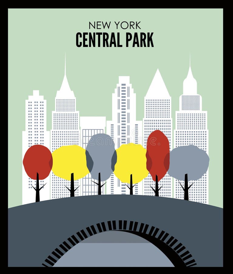 New York Central Park Skyline Stock Illustrations – 236 New York ...