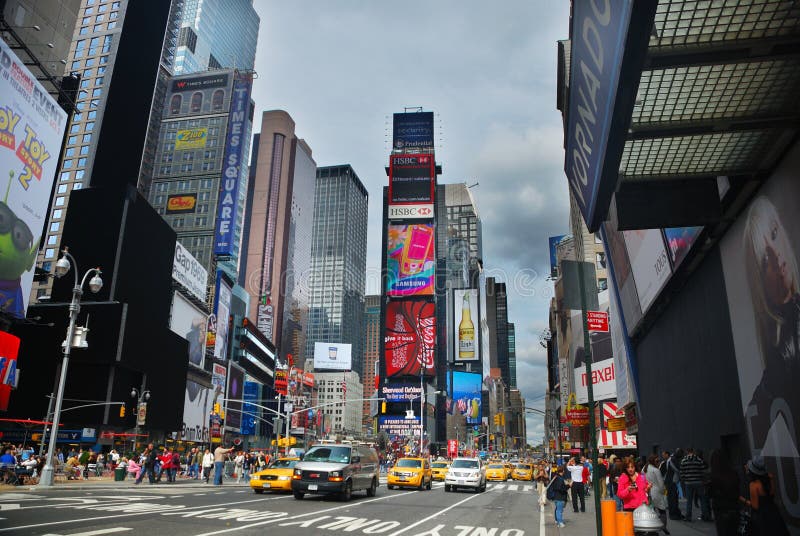 NEW YORK CITY -MARCH 25: Times Square, Featured with Broadway Th ...