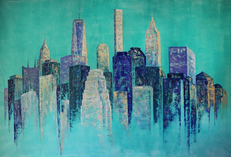 New York City Abstract Painting Stock Image - Image of painting ...