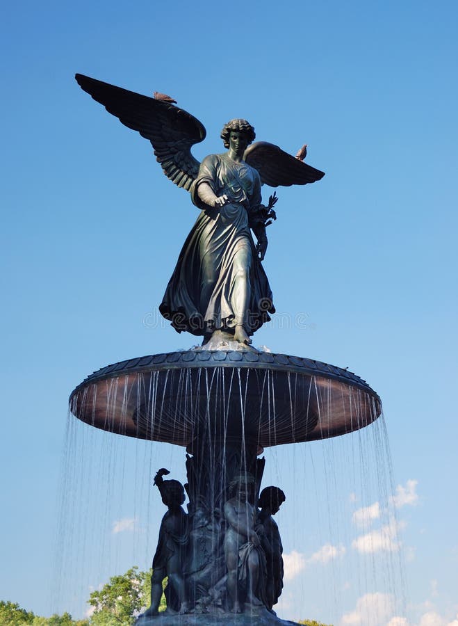New York City Central Park Angel of the Waters Stock Image - Image of ...