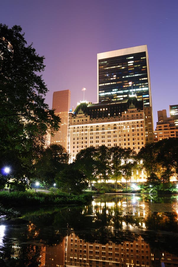 New York City Central Park Night View Stock Image - Image of office ...