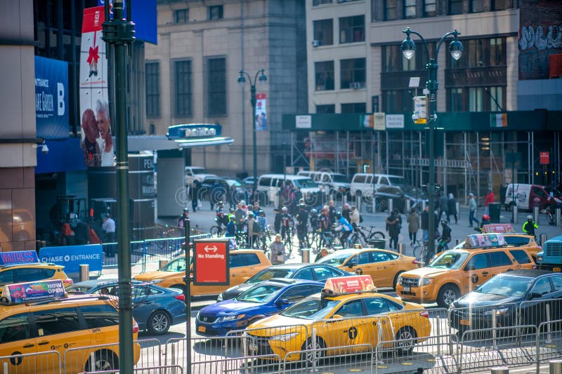 New York City - December 1, 2018: Taxi Yellow Cabs in Times Square ... New York City - December 1, 2018: Taxi Yellow Cabs in Times Square ...