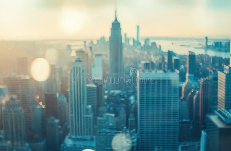In New York City, Defocused Blurry Buildings are Seen Stock Image ...