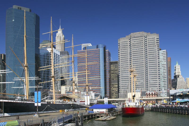 New York City Harbor and Skyline Stock Photo - Image of york, building ...