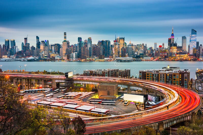 New York City and Highway Loop Stock Image - Image of highway, buses ...