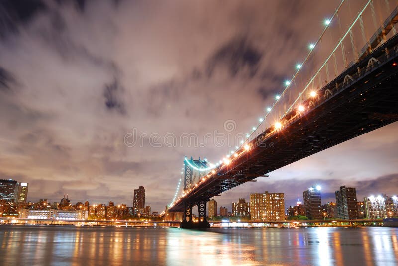 New York City Manhattan Bridge Over Hudson River Stock Photo - Image of ...