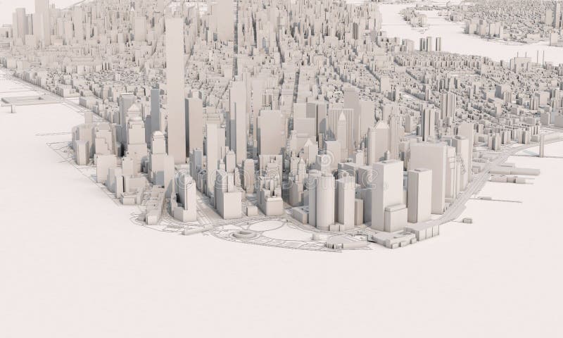 New York City Map Aerial View. Grey Minimal Design Stock Illustration ...