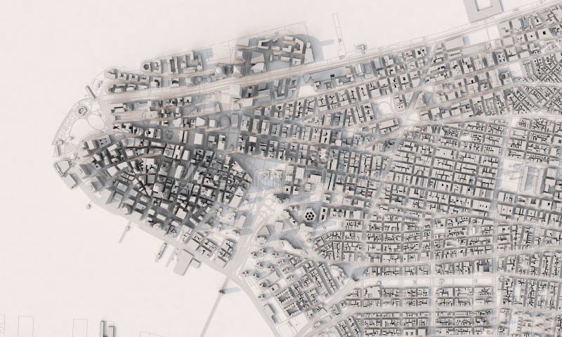 New York City Map Aerial View. Grey Minimal Design Stock Illustration ...
