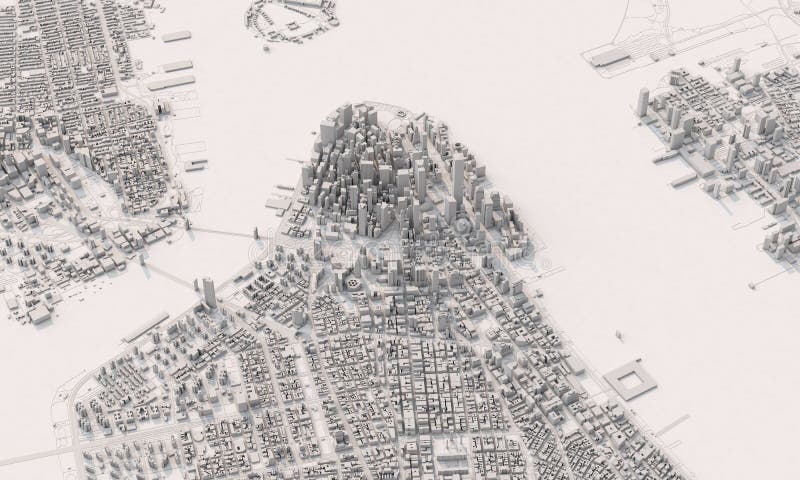 New York City Map Aerial View. Grey Minimal Design Stock Illustration ...