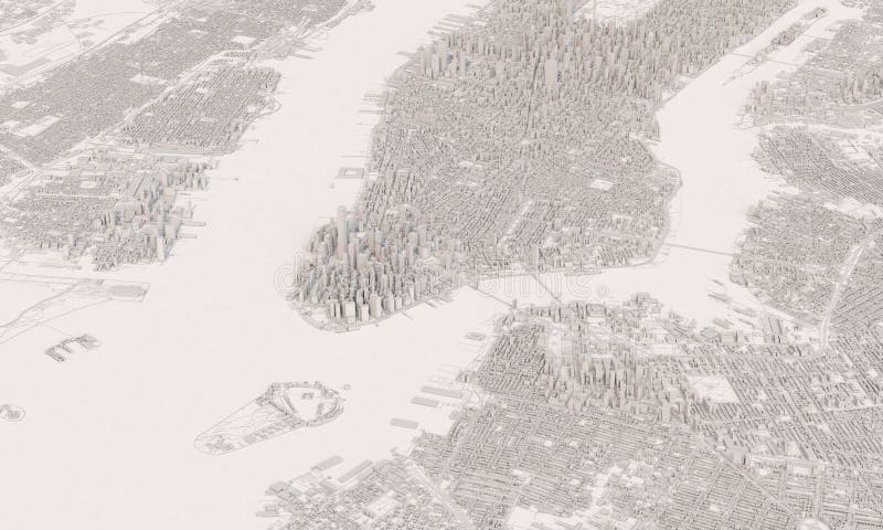 New York City Map Aerial View. Grey Minimal Design Stock Illustration ...