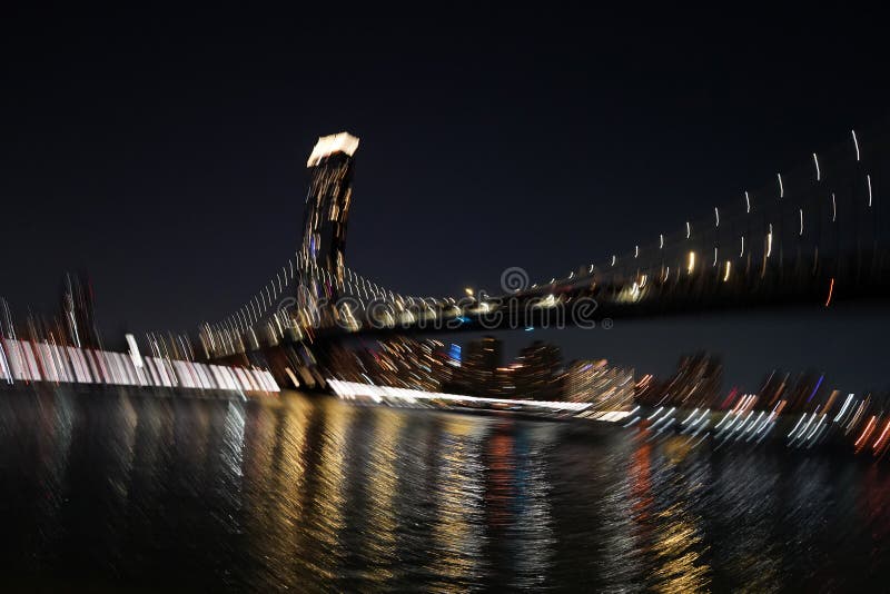 New York City Night View from Dumbo Artistic Move Effect Stock Photo ...