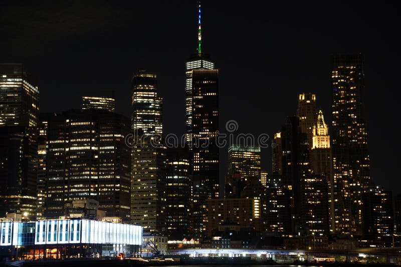 New York City Night View from Dumbo Stock Photo - Image of united ...