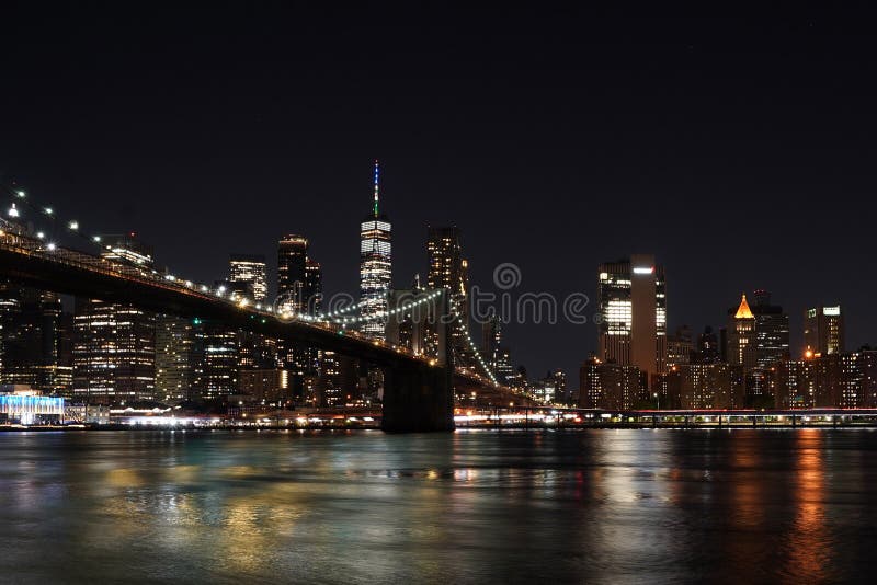 New York City Night View from Dumbo Stock Photo - Image of queens, york ...