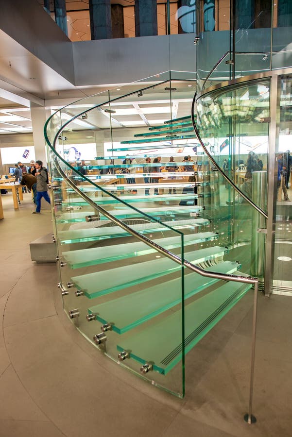 NEW YORK CITY - OCTOBER 2015: Modern Glass Stairs Inside the Famous ... NEW YORK CITY - OCTOBER 2015: Modern Glass Stairs Inside the Famous ...