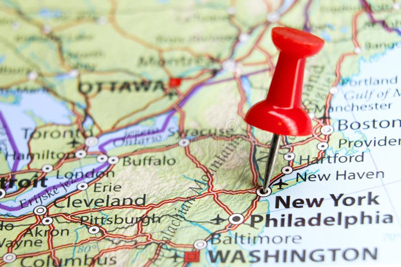 New York city pin on map stock image. Image of city - 337477703