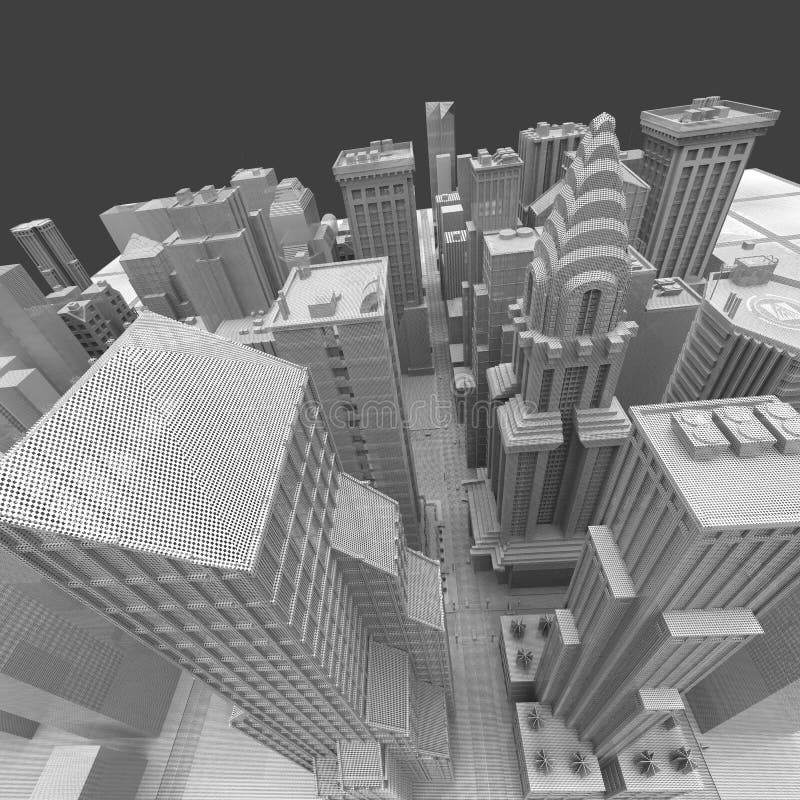 New York City (rendered, White, Wire Mesh) Stock Illustration ...