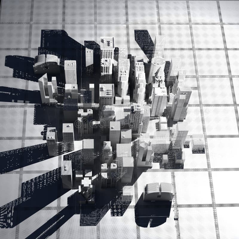 New York City (rendered, White, Wire Mesh) Stock Illustration ...